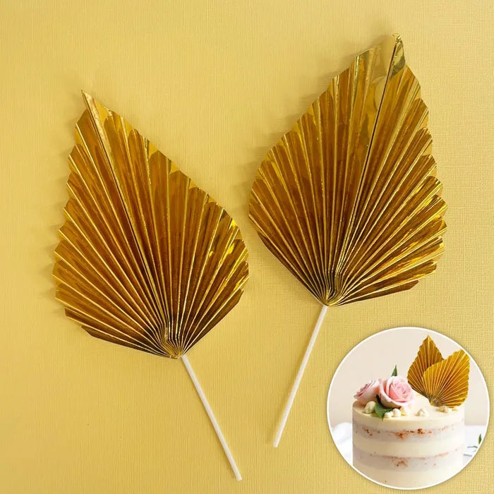 Deco Paper Fan Cake Toppers Set of 2 - Metallic Gold – Cake & Kitchen