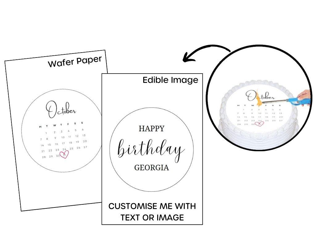 Custom Calendar Burnaway Edible Image Set – Cake & Kitchen