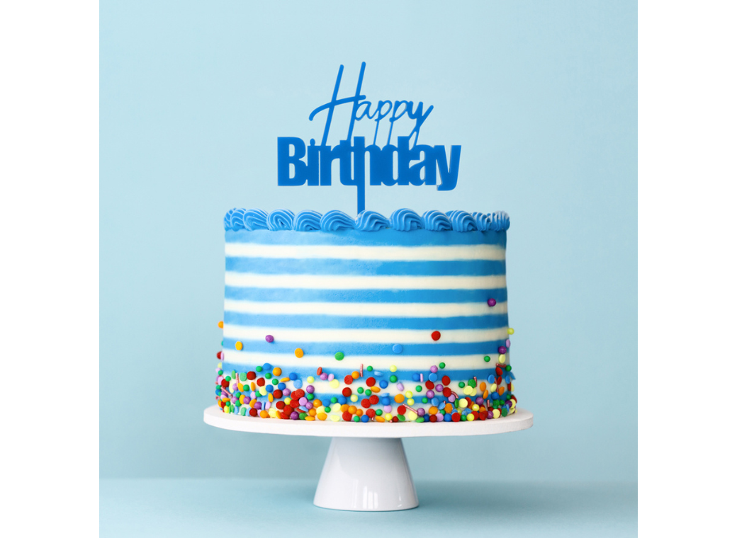 Fun Happy Birthday Topper - Blue – Cake & Kitchen