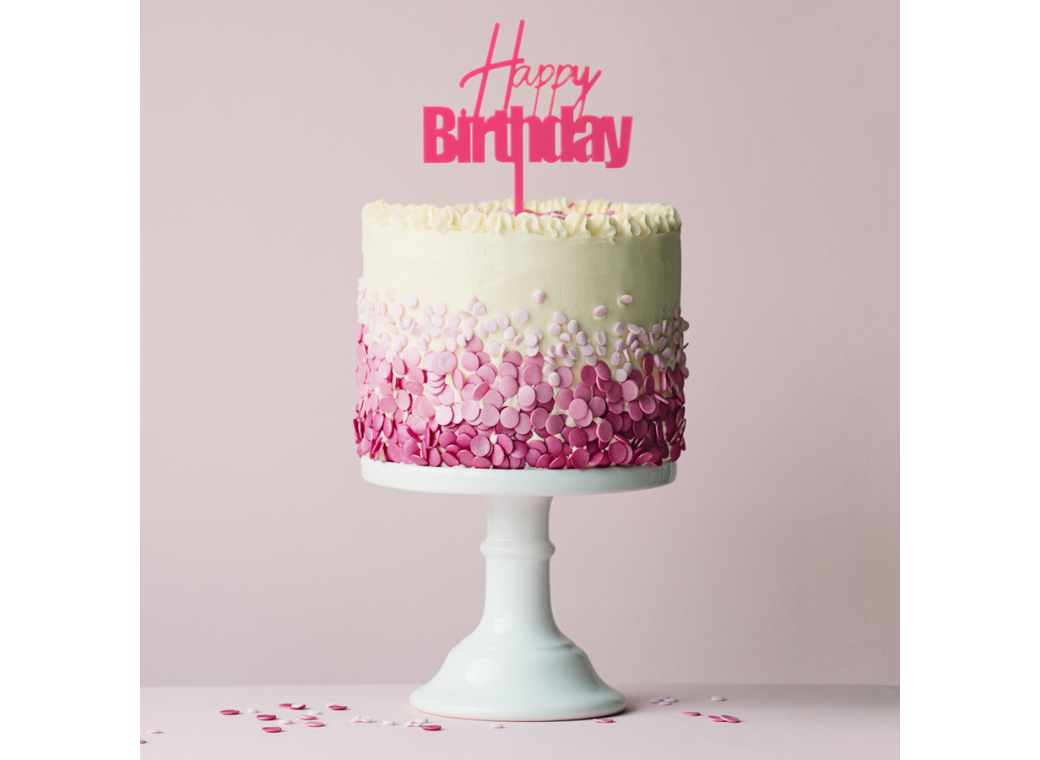 Fun Happy Birthday Cake Topper - Pink – Cake & Kitchen
