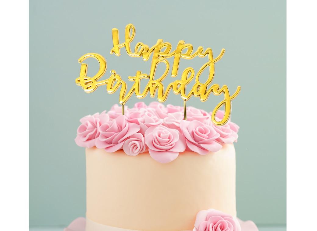 Gold Plated Cake Topper - Happy Birthday 2 – Cake & Kitchen